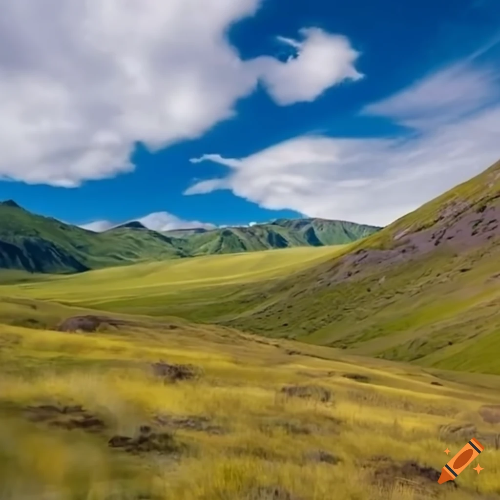 Mountain steppe landscape on Craiyon