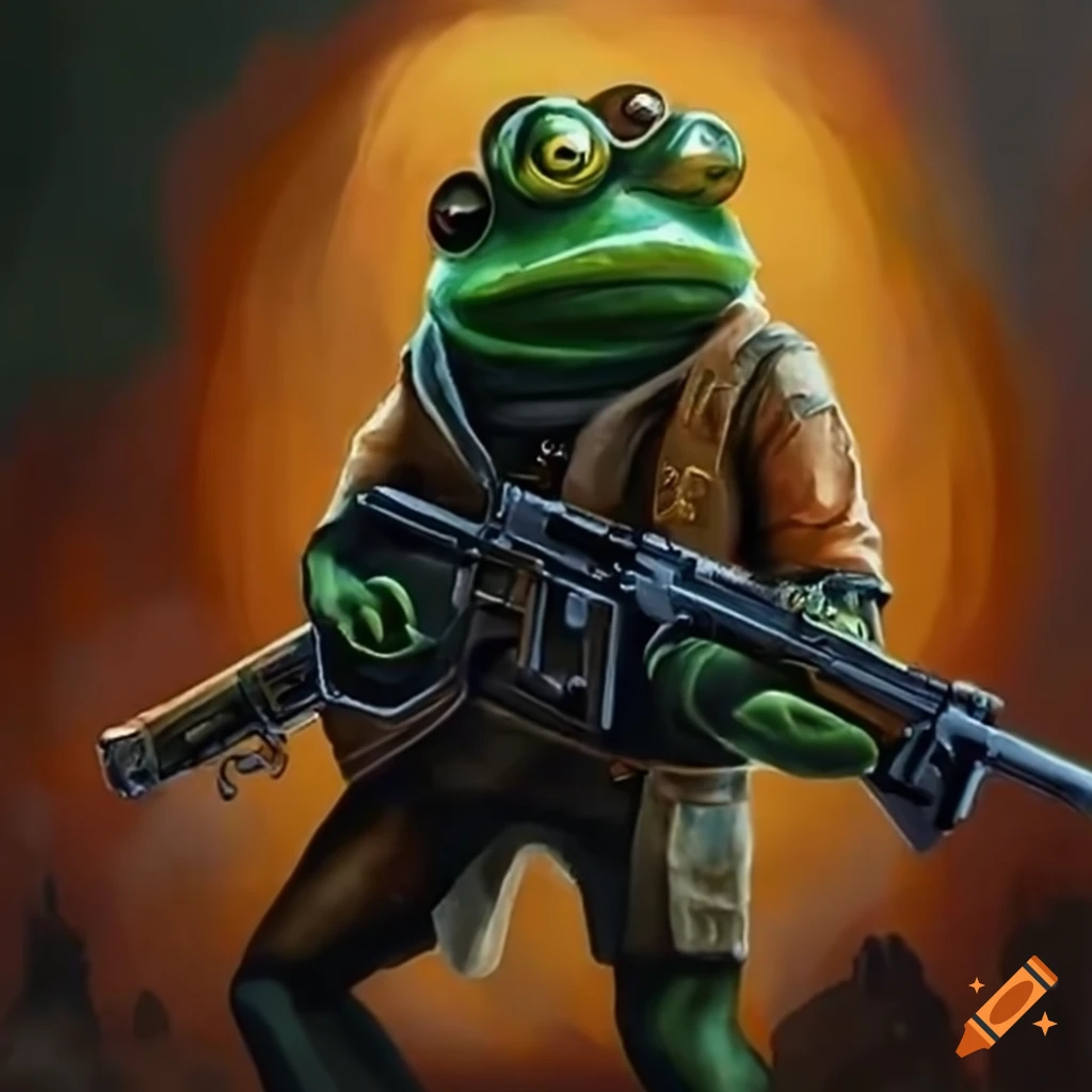 Image of a space soldier frog with a rifle on Craiyon