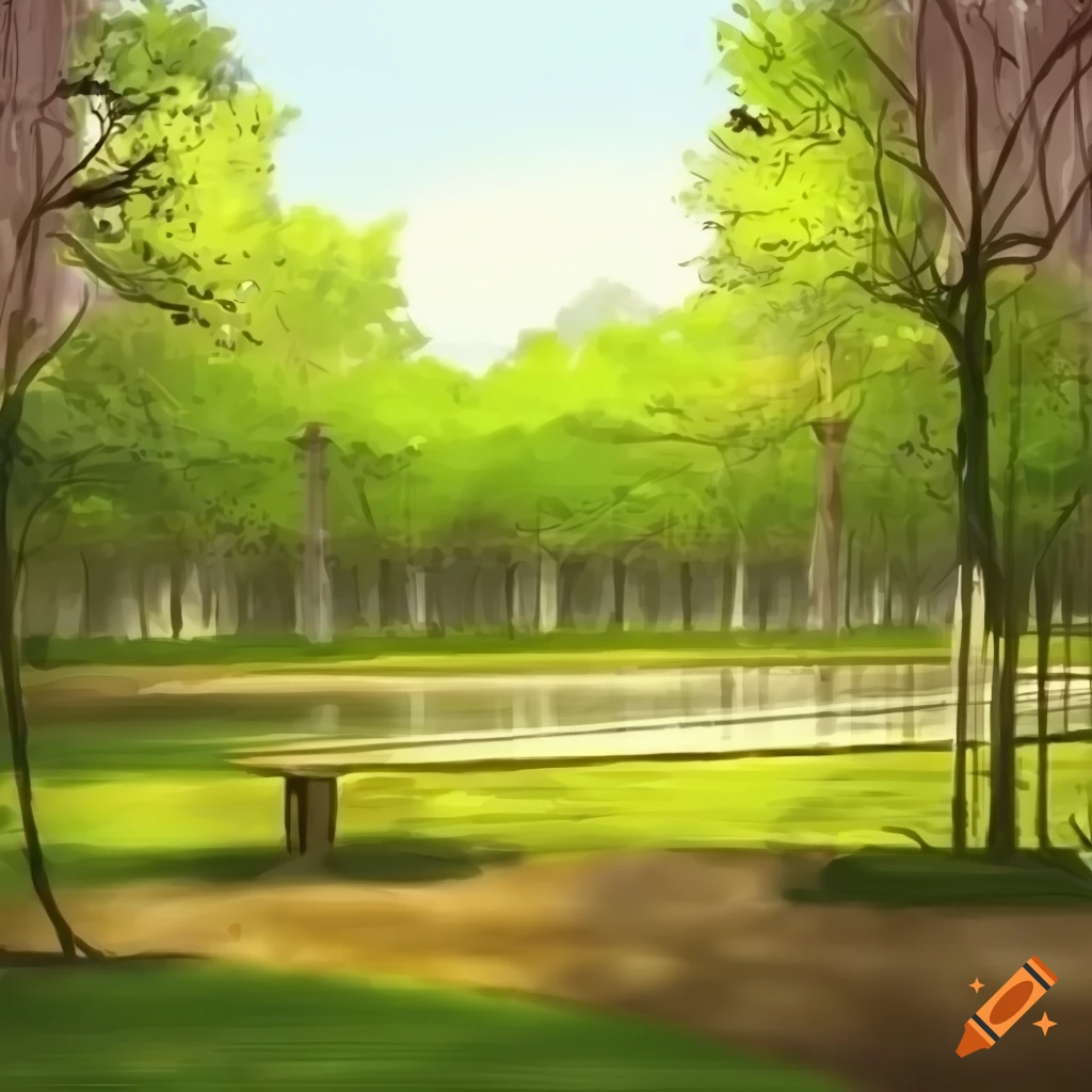 Semi-realistic background of a park on Craiyon