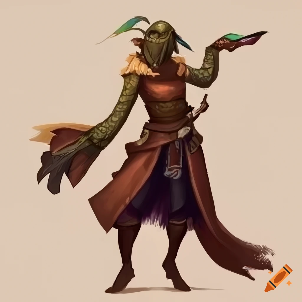 Bipedal hummingbird bard character artwork on Craiyon