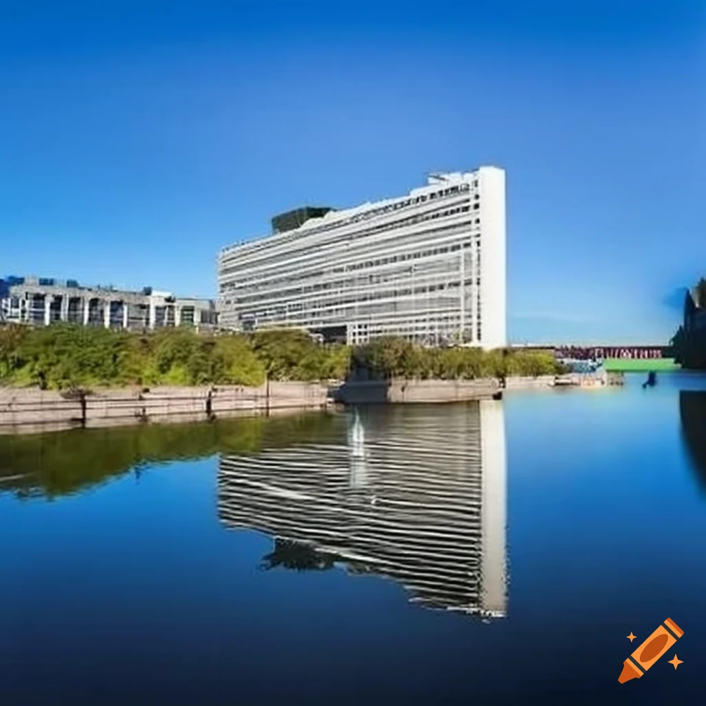 Building with constantia flexibles logo over the river on Craiyon