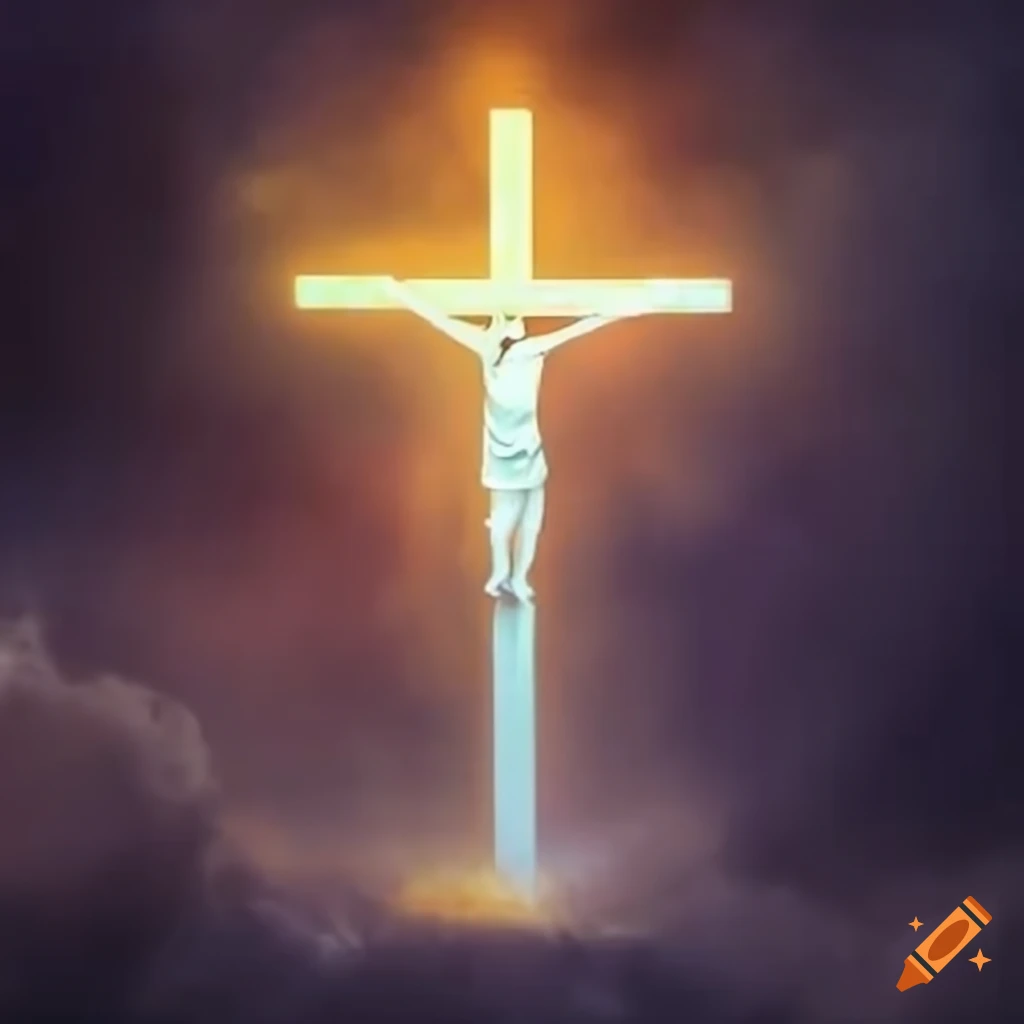 Image of Jesus on the cross with divine glow on Craiyon