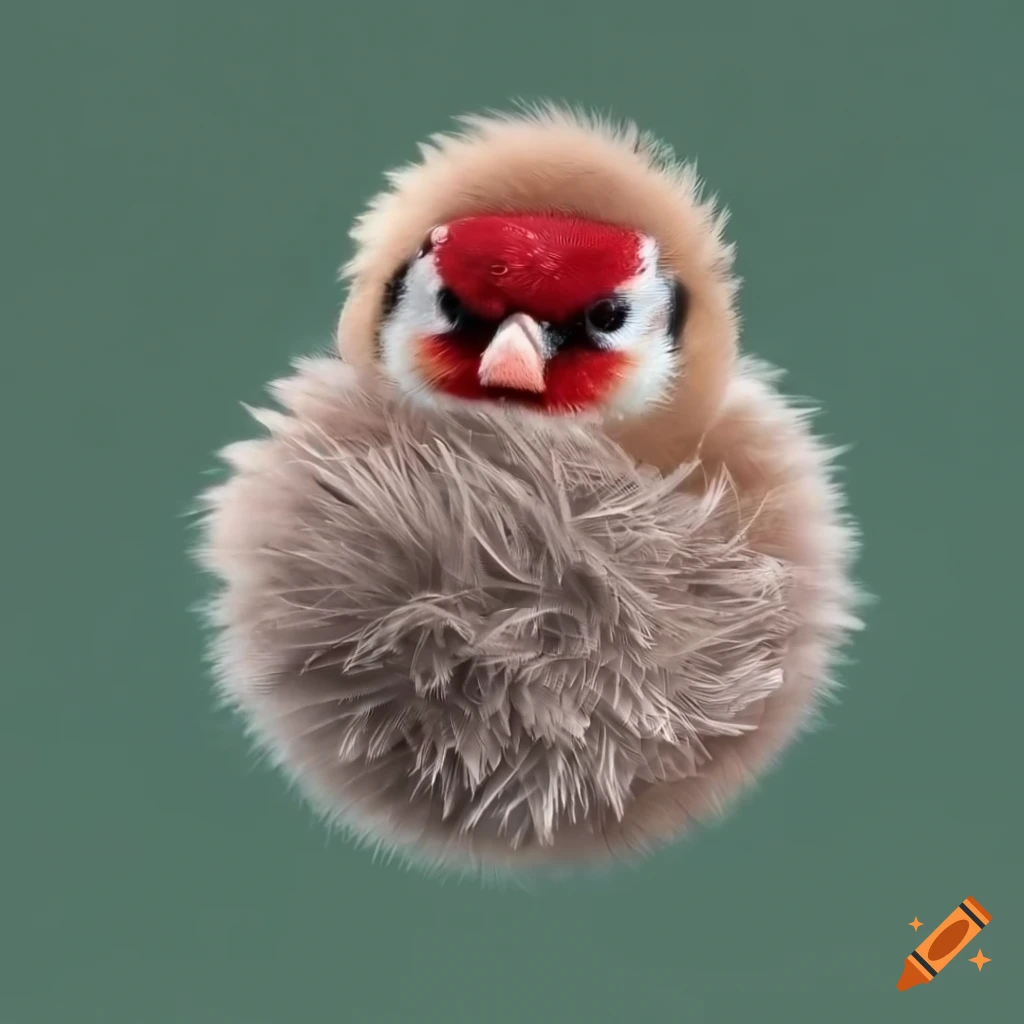 Fluffy brown goldfinch bird