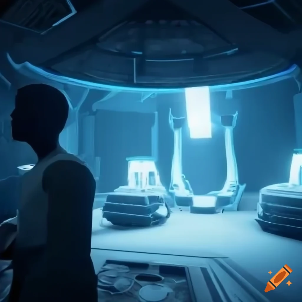 Concept art of a man working in a high-tech laboratory on Craiyon