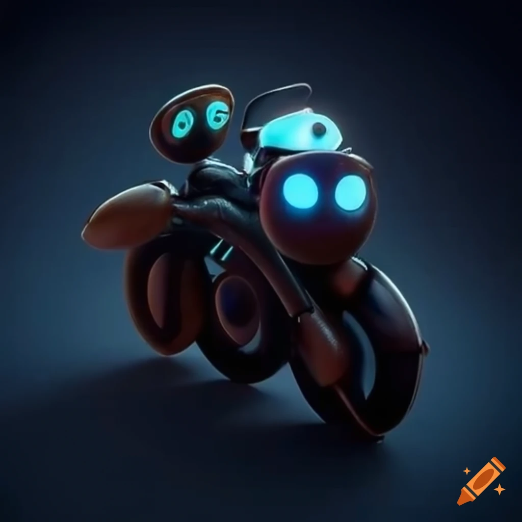Digital art of a cyber ant with a bike on Craiyon