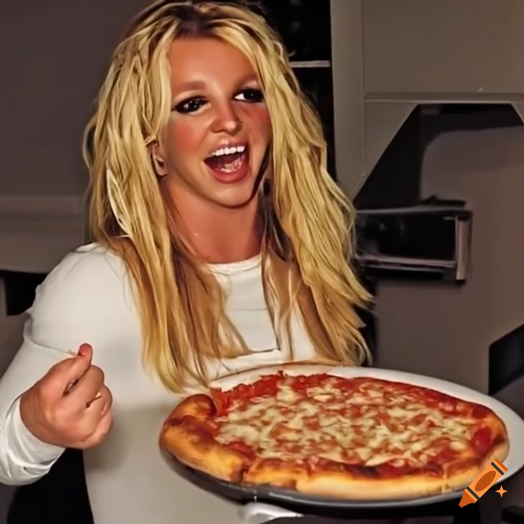 Britney Spears Serving Pizza
