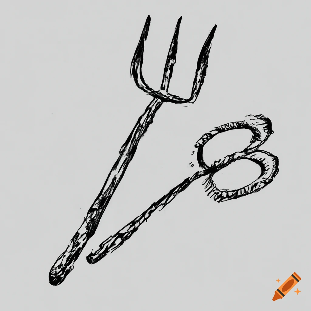 Sketch of a pitchfork on Craiyon