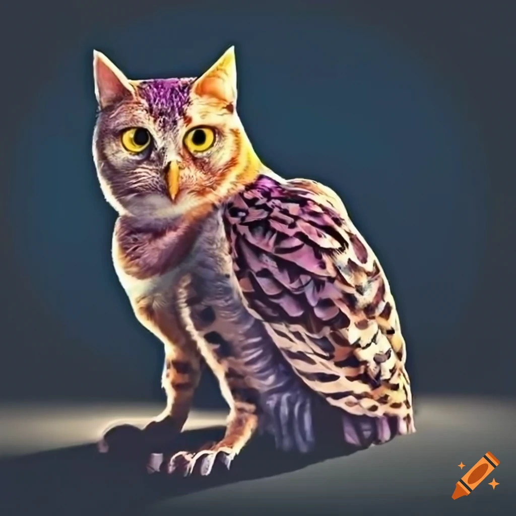Cat with owl features on Craiyon