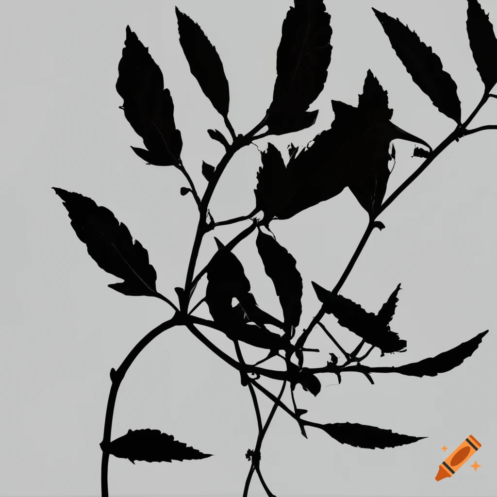 Silhouette Of Leaves On White Background