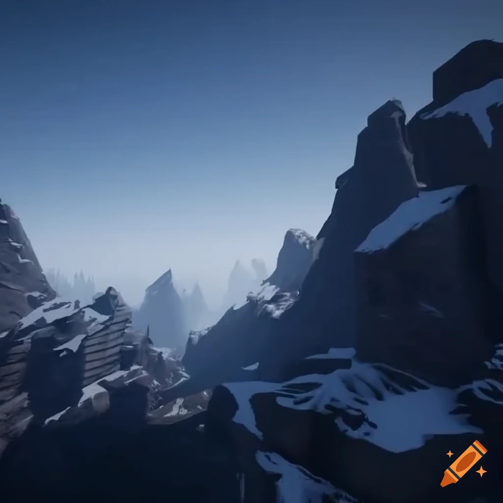 Snowy mountains in unreal engine 5 on Craiyon