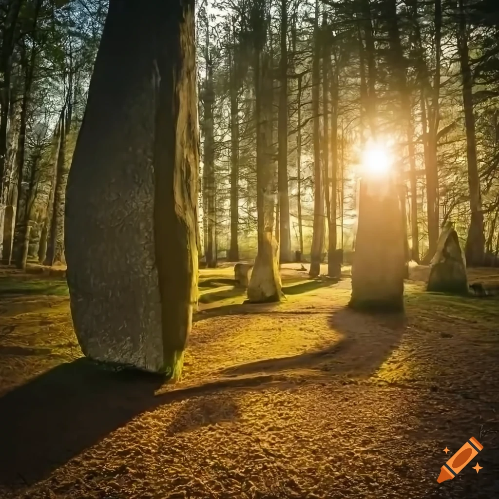 Megalithic stone circle in a forest