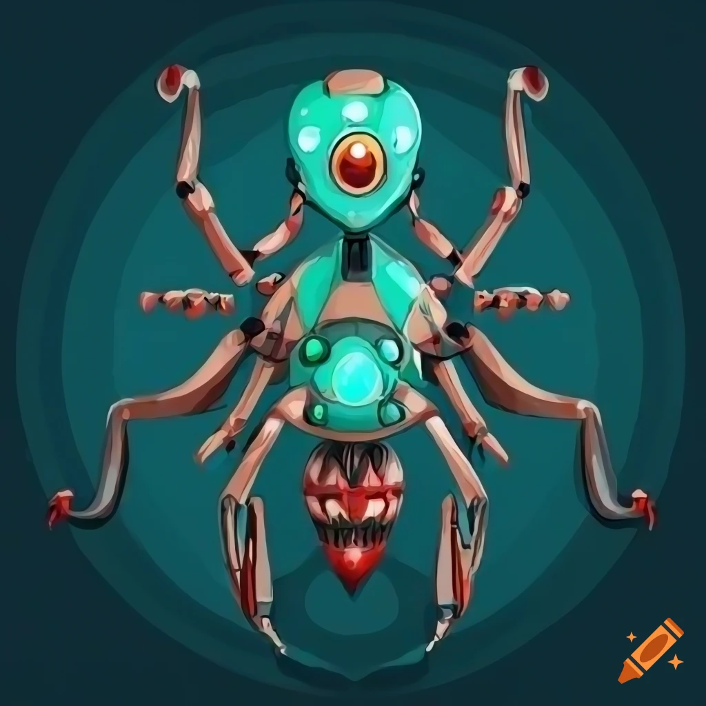 Vector art of an alien robot insectoid creature on Craiyon