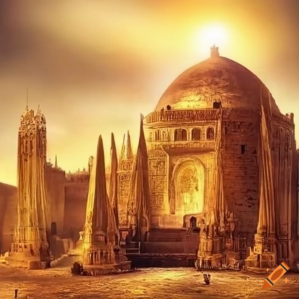 Mesmerizing fantasy city in ancient sasanian style
