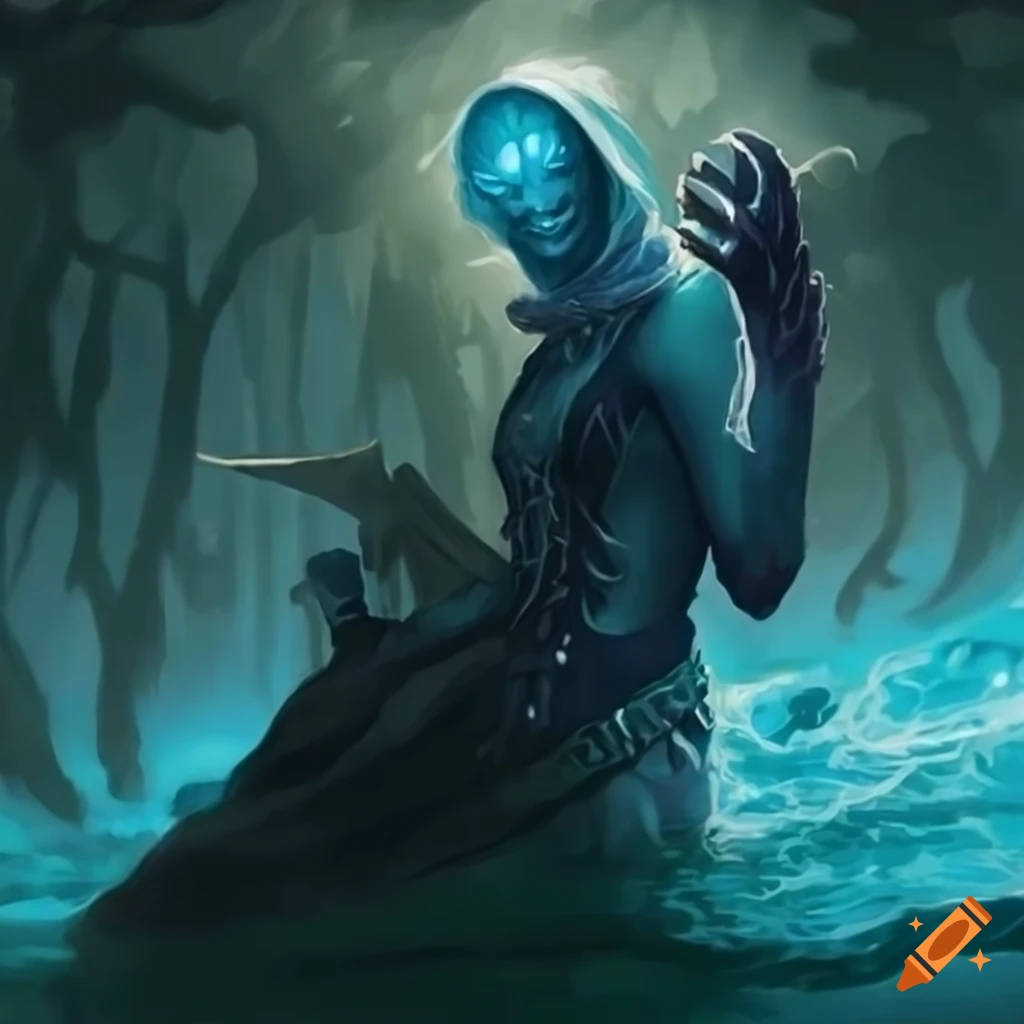 Gooey plasmoid cleric in flowing robe, fantasy concept art on Craiyon