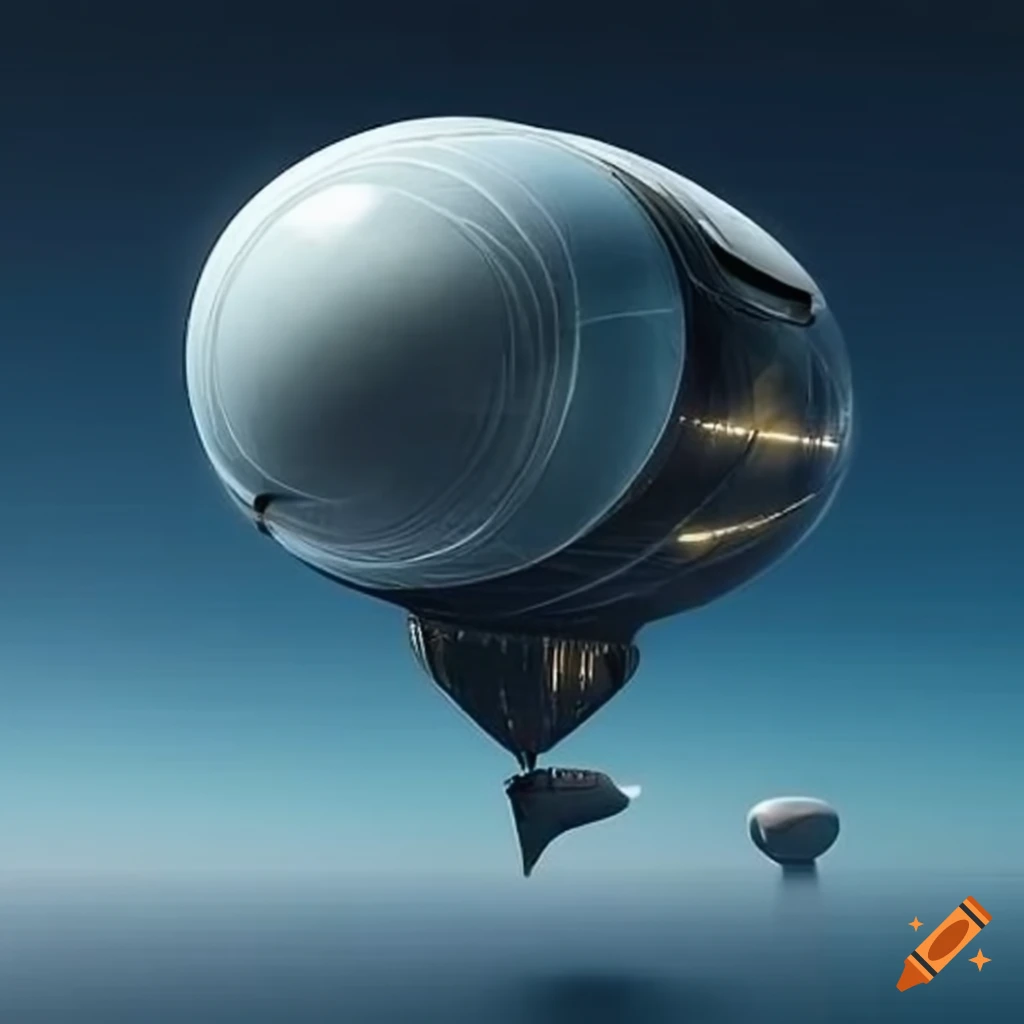Futuristic airship with glass globes embedded in it