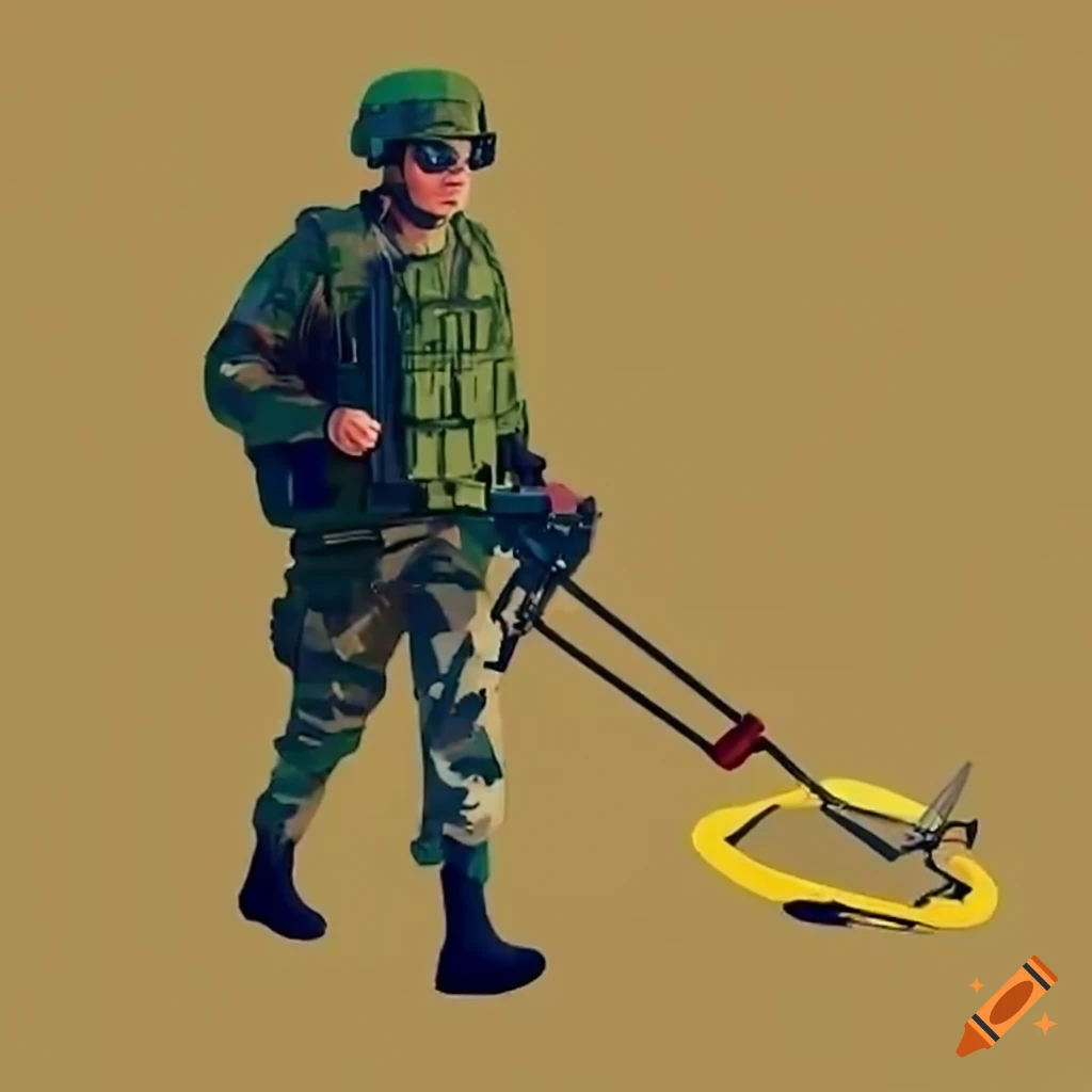 Image of a military sapper searching for explosives