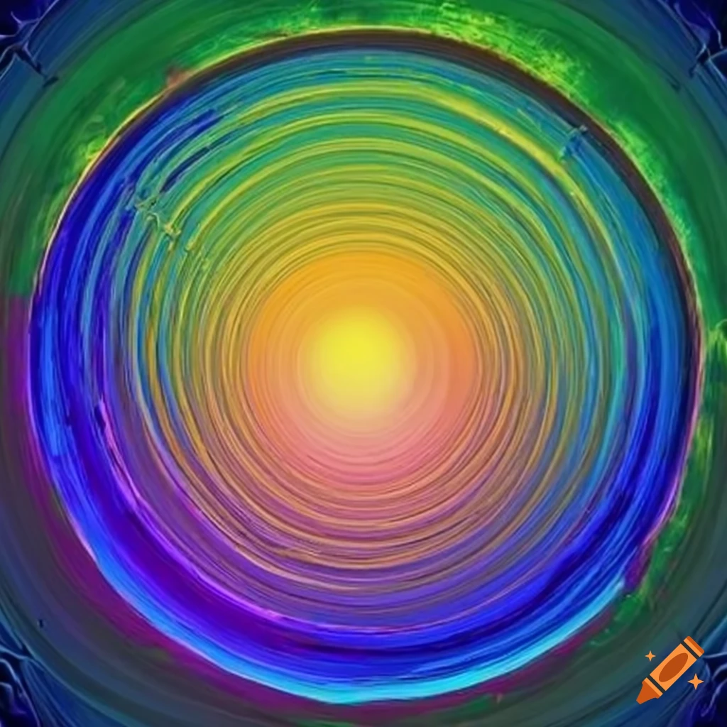 Yellow and blue circular portal