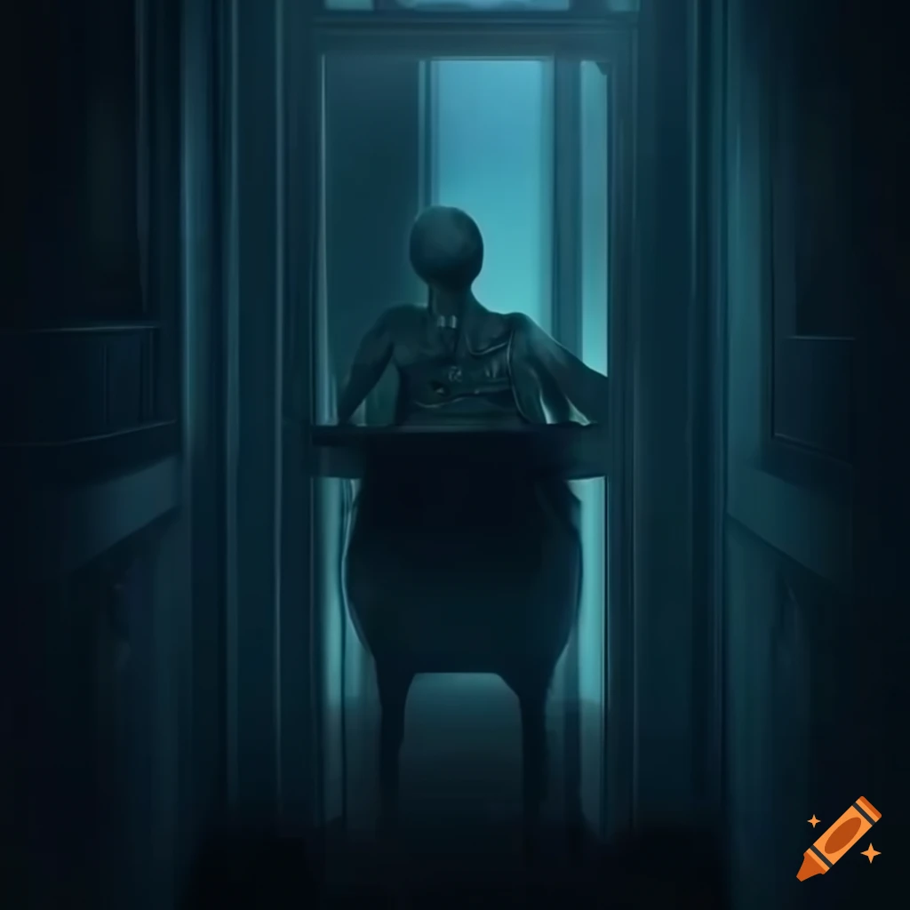 Alien boss sitting at desk with back turned on Craiyon