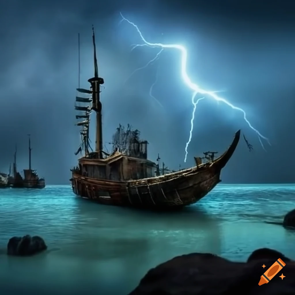 Surreal steampunk illustration with giant boats and strange creatures ...