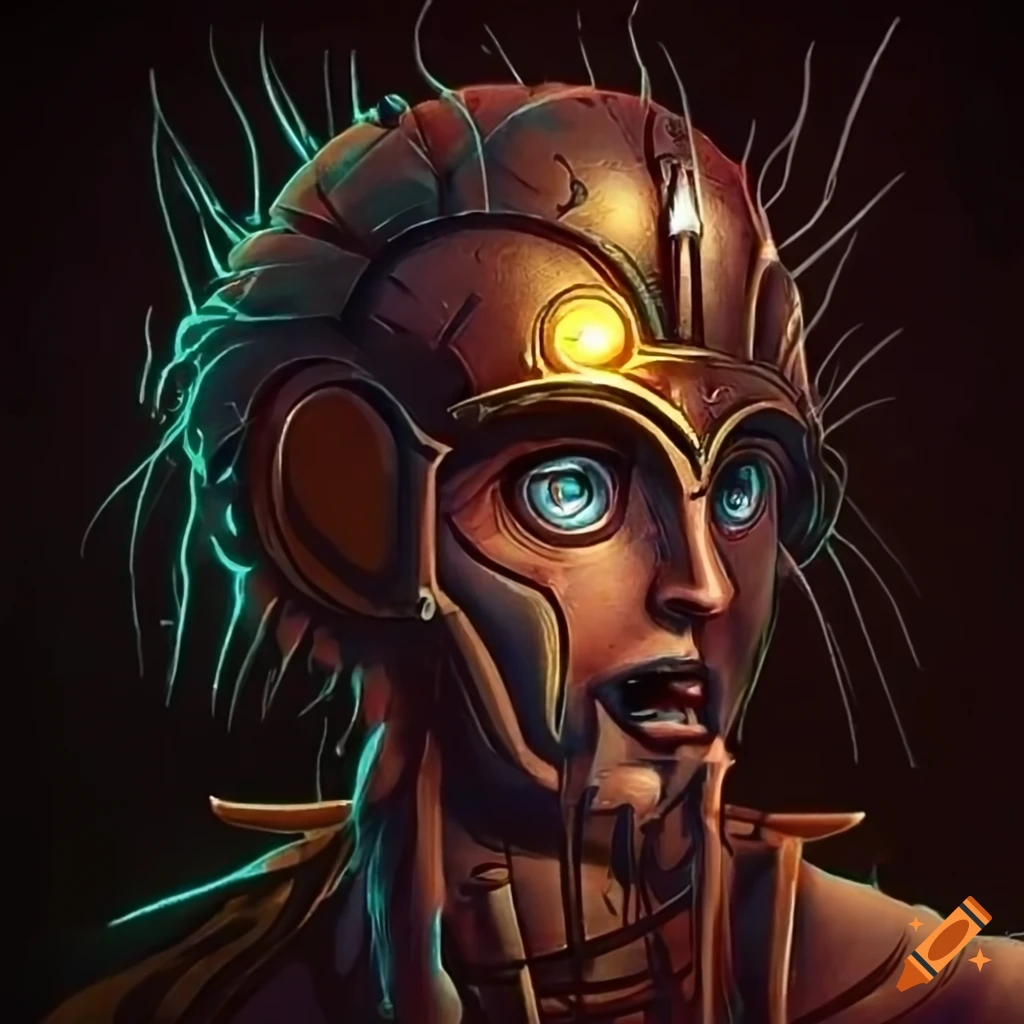 Front view of an elite champion fantasy magic helmet on Craiyon