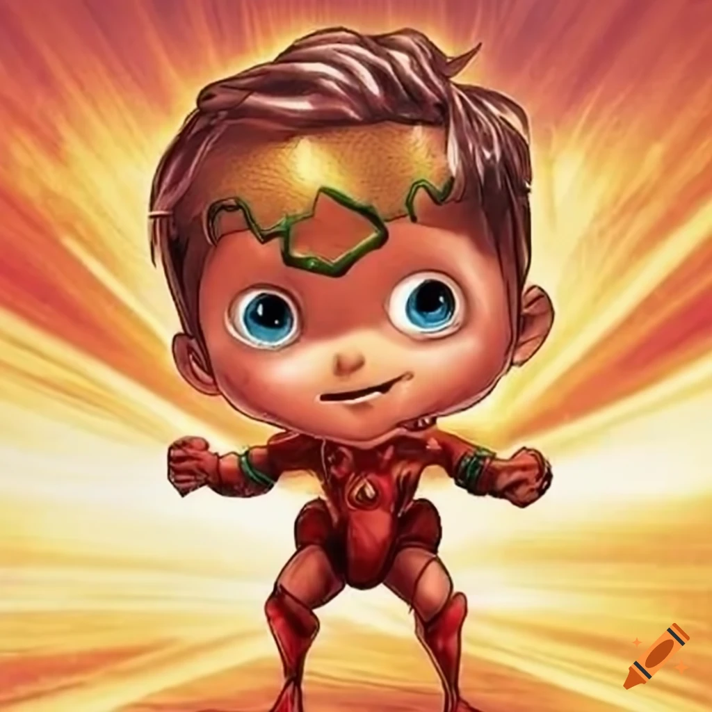 Adorable superhero promoting nutrition for children on Craiyon