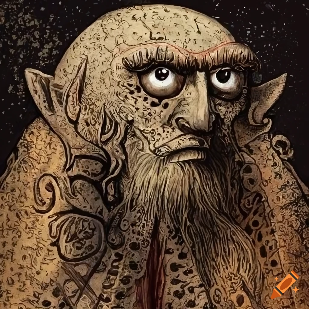 Pictish-inspired artwork of tom rowsell in a mythical outfit on Craiyon