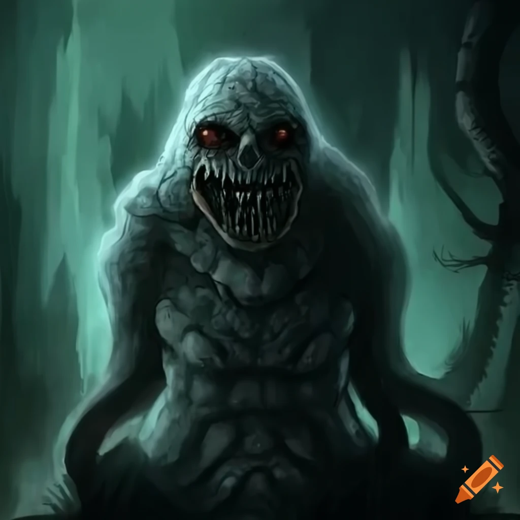 Artwork of a death element monster on Craiyon