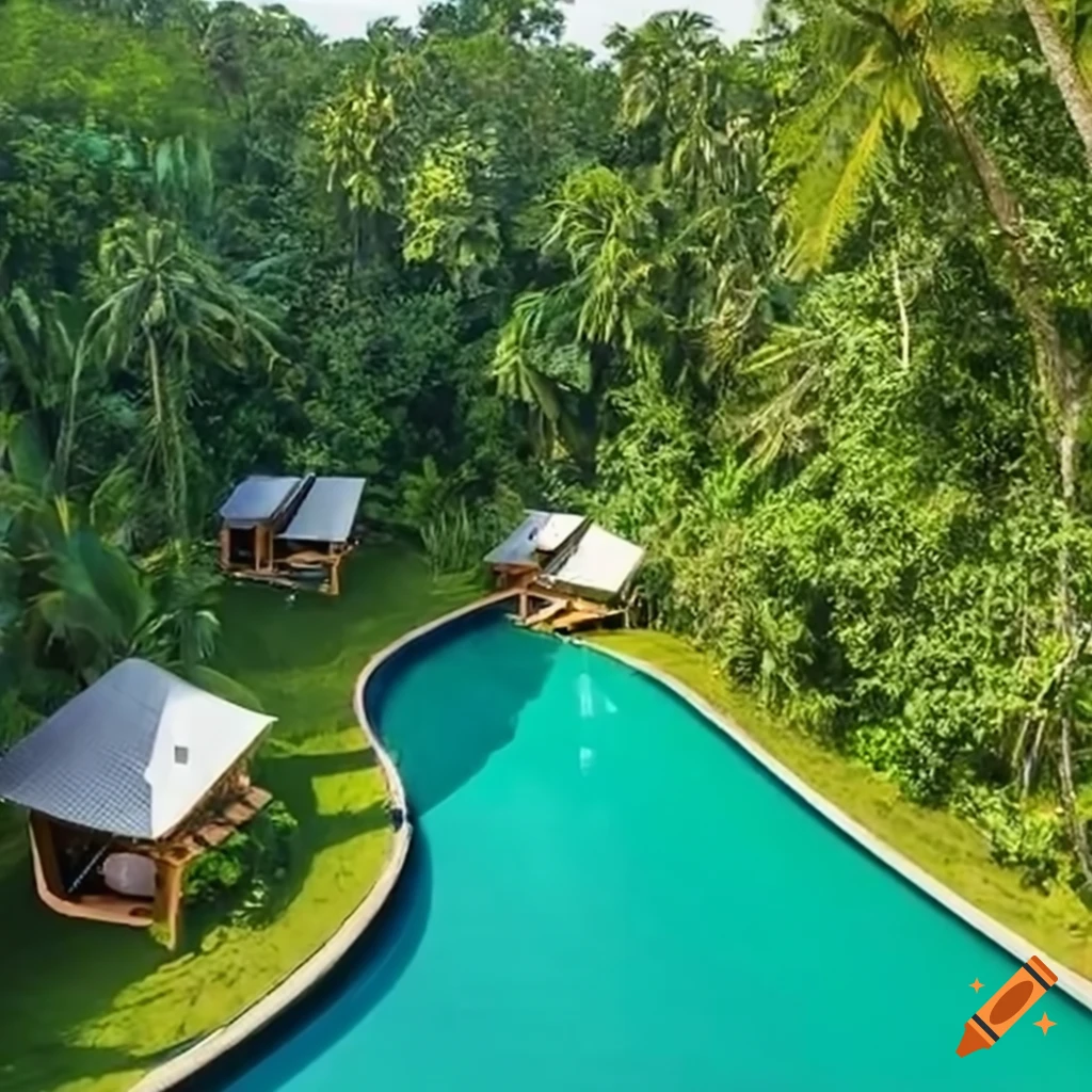 Sustainable eco-resort in a tropical forest on Craiyon