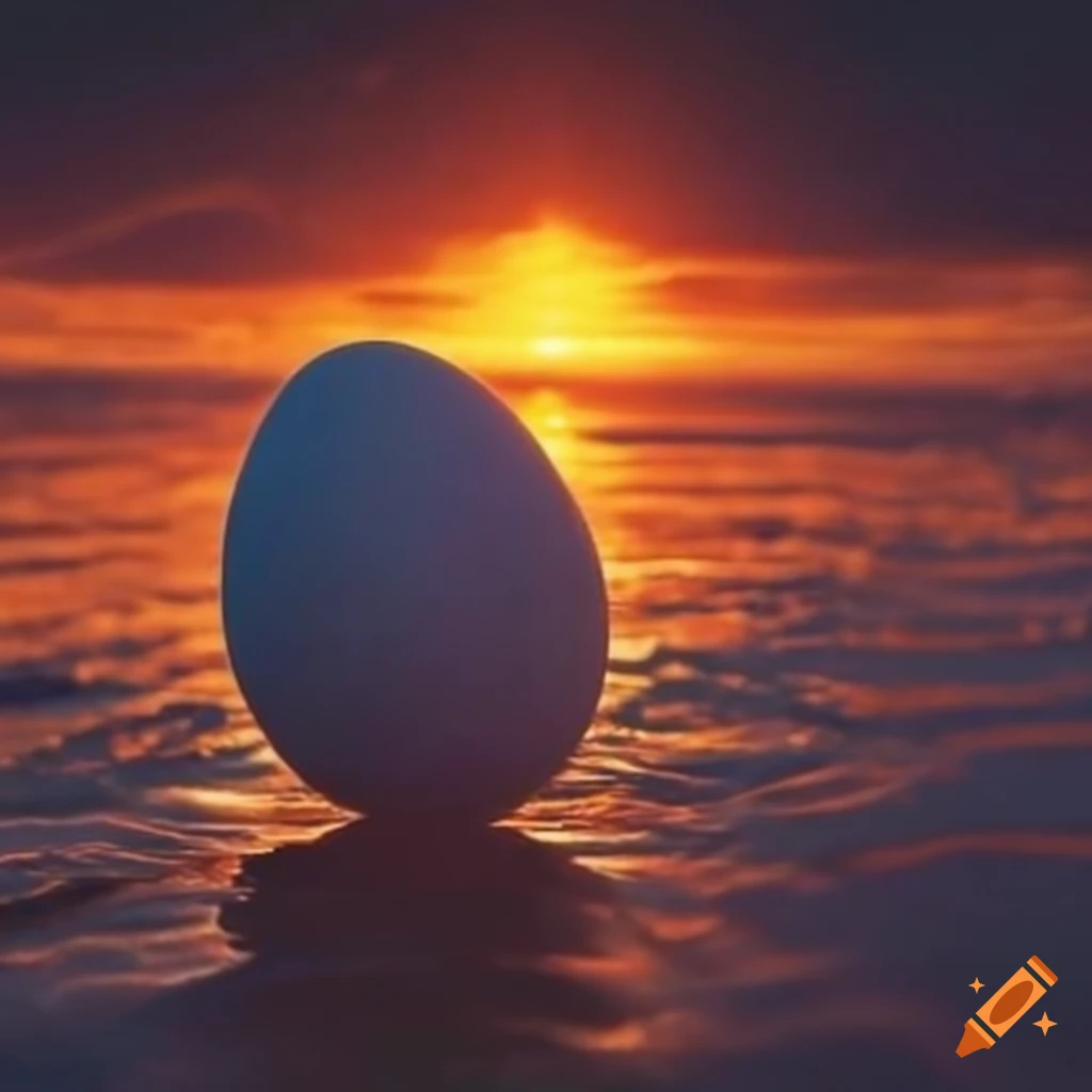 Creative photography of a sunset with an egg as the sun on Craiyon