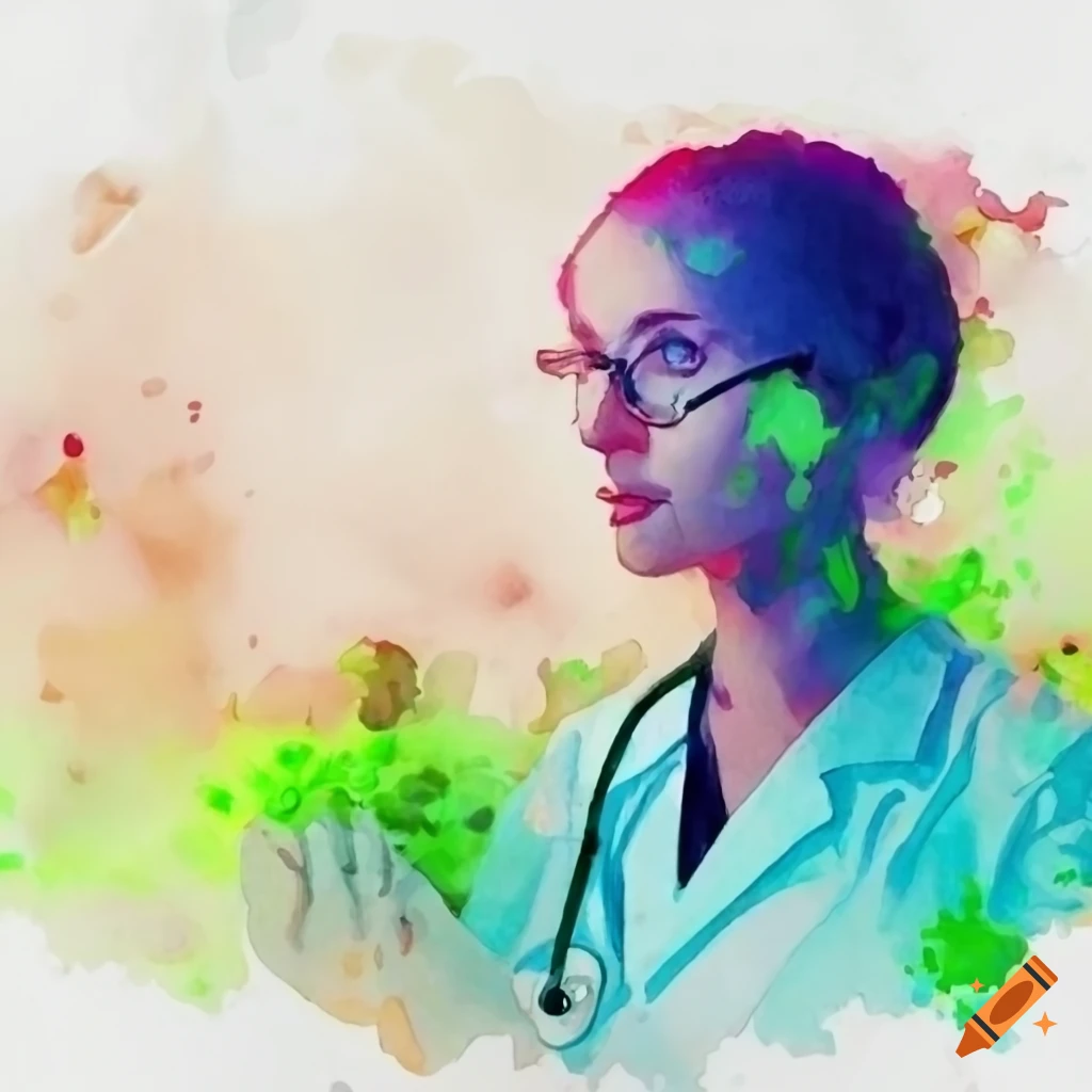 Doctor portrait in watercolor style on Craiyon
