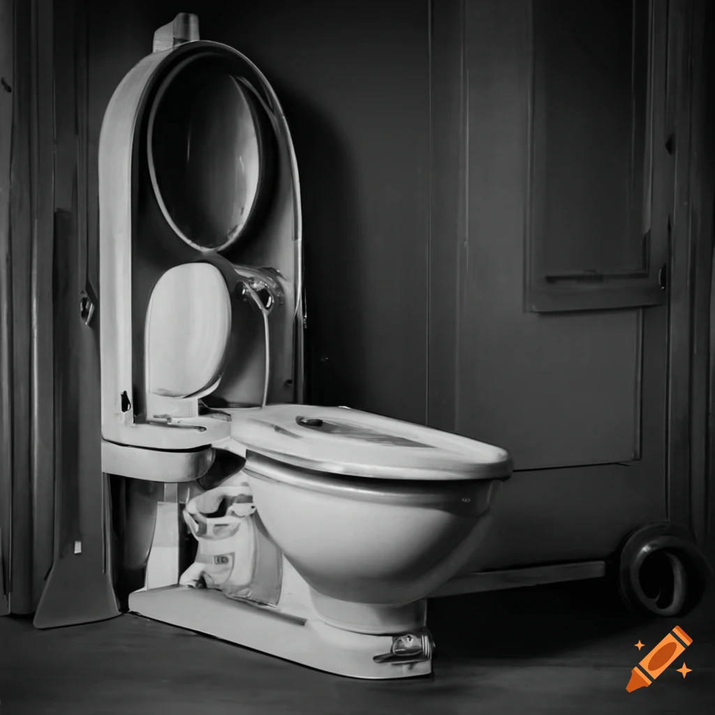 Portable toilet on wheels with engine and steering wheel on Craiyon