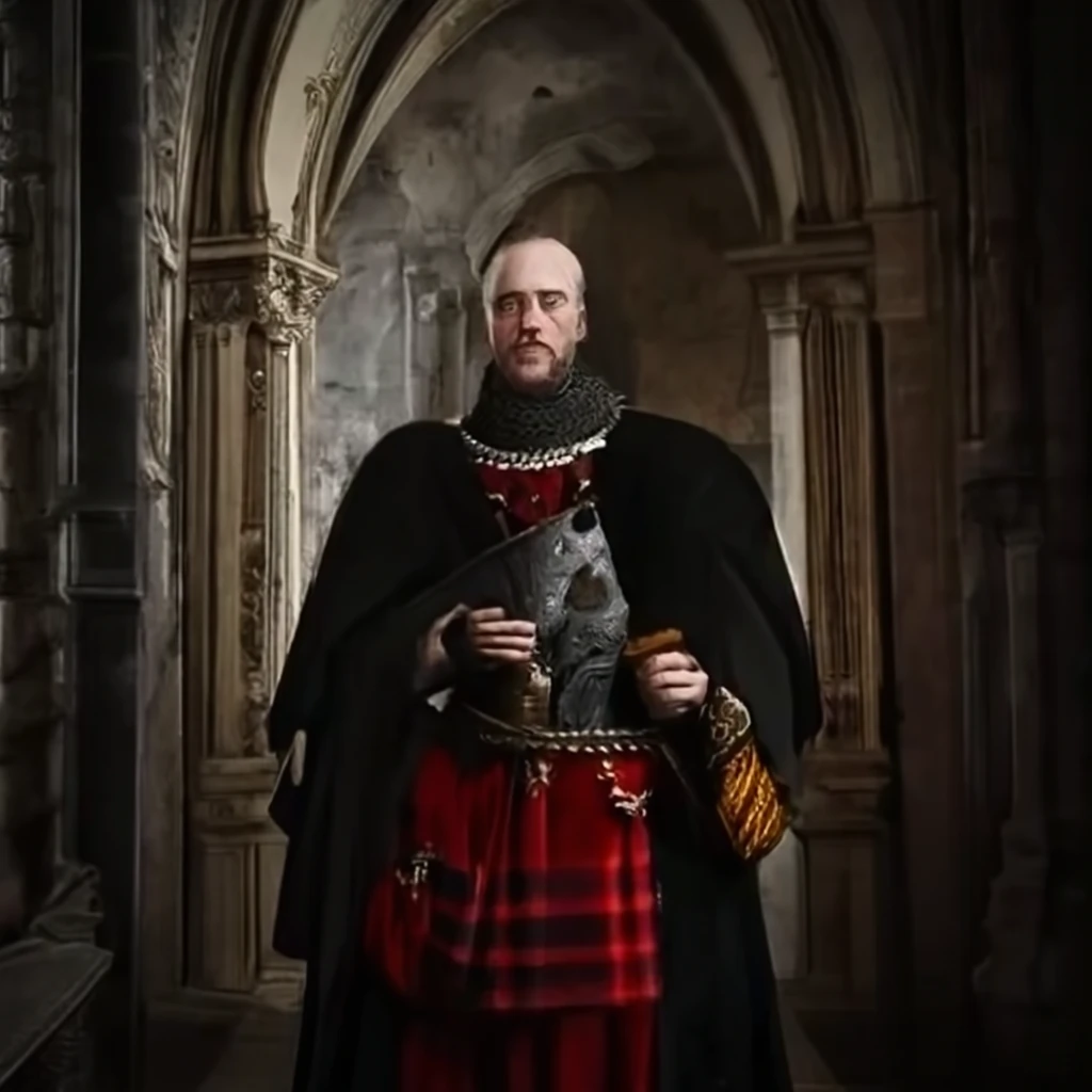 Illustration of a medieval lord in his throne room on Craiyon