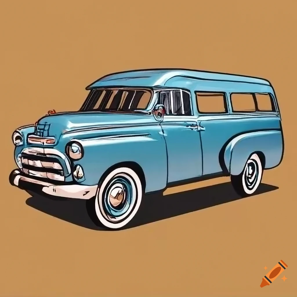 Cream-colored vintage brazilian kombi van on Craiyon