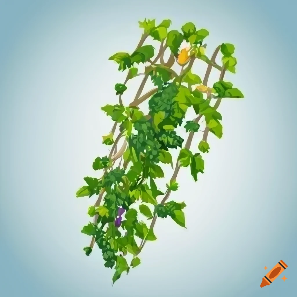 Isometric game art of a grape vine trellis on Craiyon