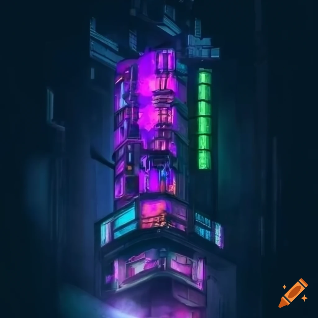 Cyberpunk building on Craiyon