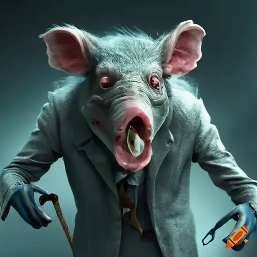 Satirical illustration of greedy businessmen in rat suits on Craiyon