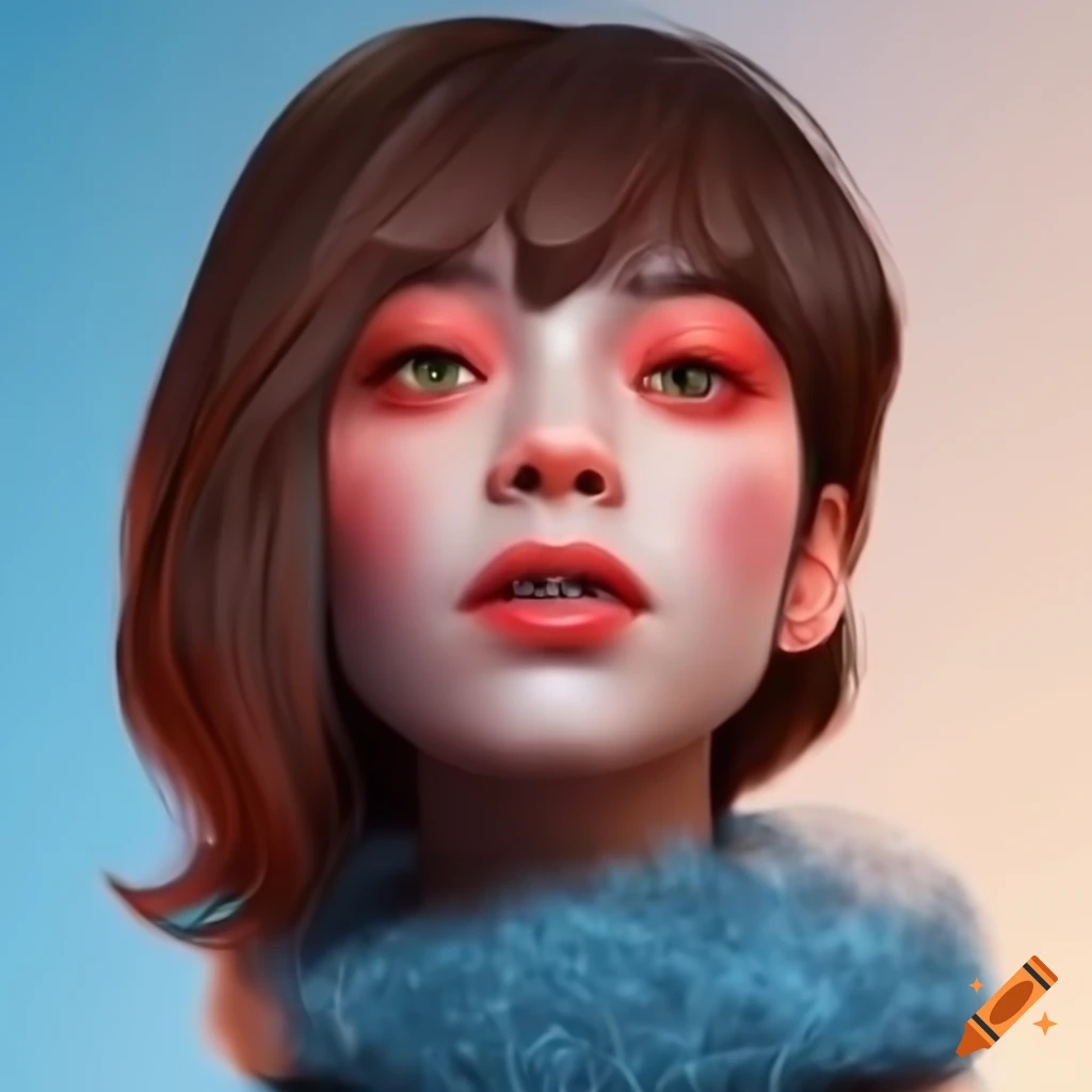 3D illustration of a fierce girl in vibrant winter attire on Craiyon
