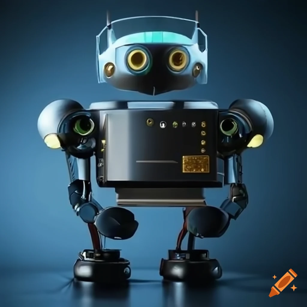 Retro robot with big teeth on a spiral background on Craiyon