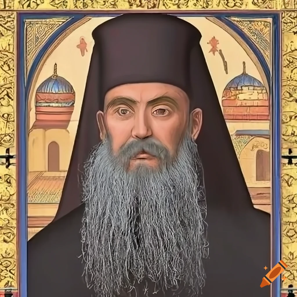 Portrait of a Byzantine Orthodox monk in a Turkic city on Craiyon