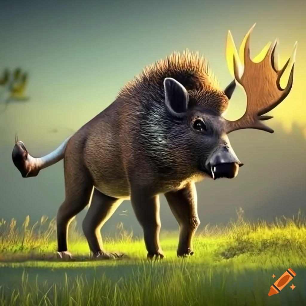 3D render of various animals in a meadow on Craiyon