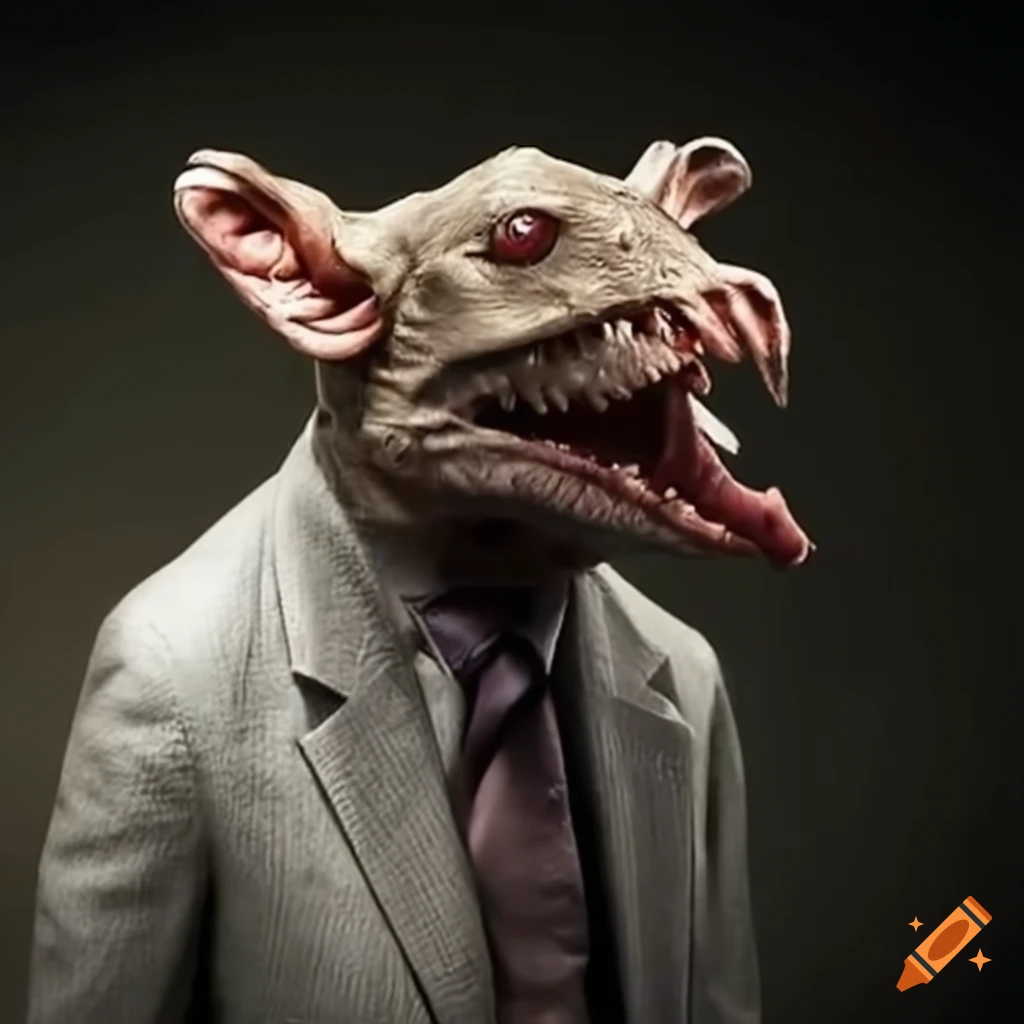 Cartoon of men in rat-headed suits trapping people with dollars on Craiyon