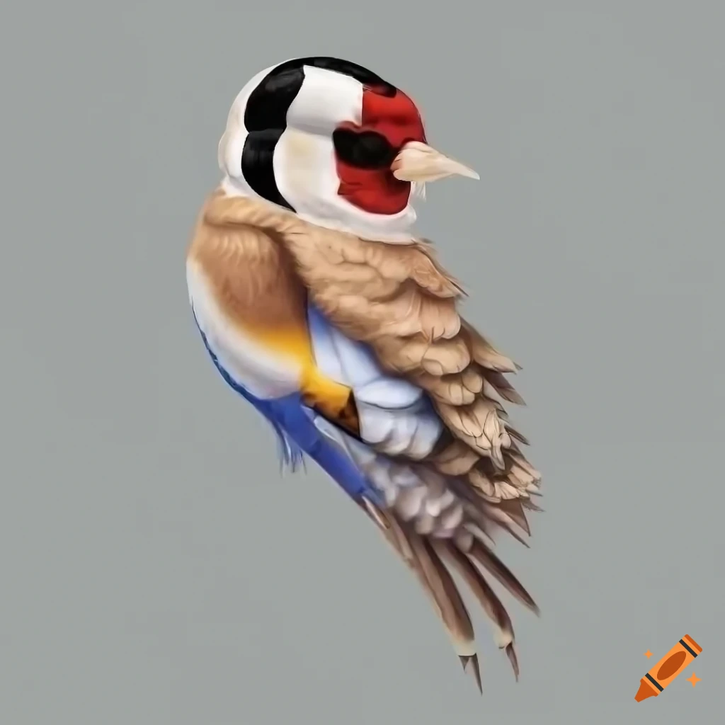 Elegant european goldfinch bird with golden wings and tail on Craiyon