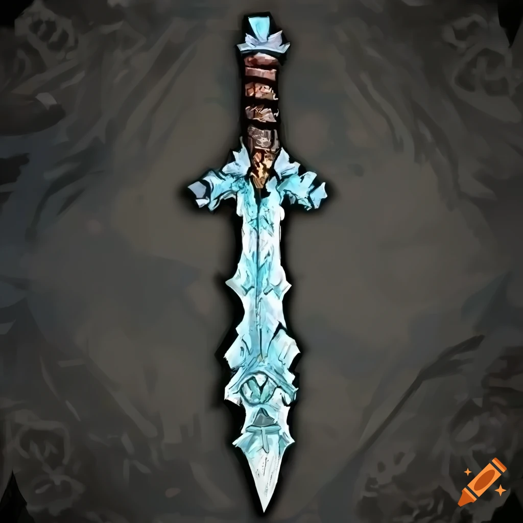 Ornate ice sword in fantasy artwork style