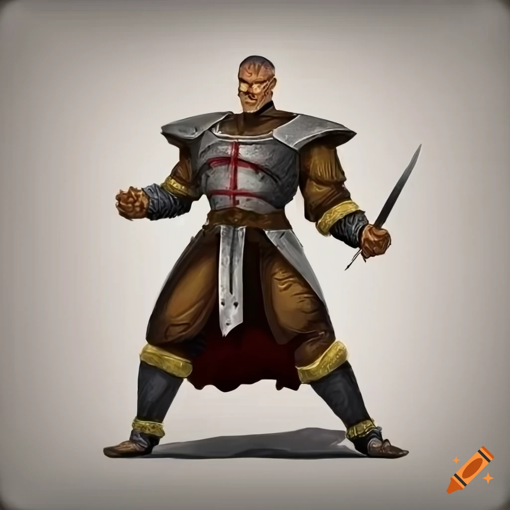 Fusion of Nappa and Qui Gon Jinn as a knight in armor on Craiyon