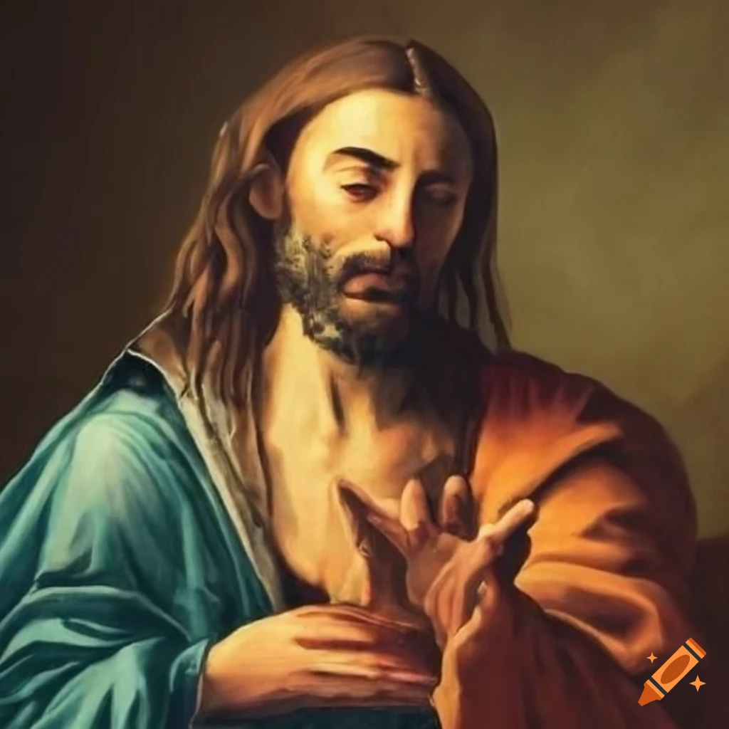 Grinning jesus with unusual teeth, wearing a meat suit on Craiyon