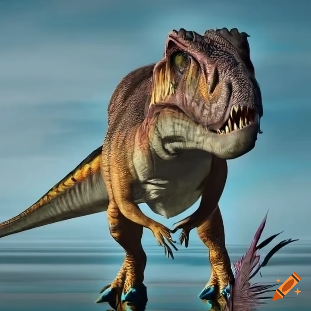 Colorful feathered tyrannosaurus rex on Craiyon