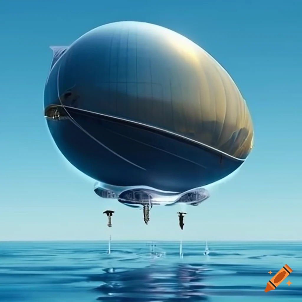 Futuristic airship with glass globes embedded on Craiyon