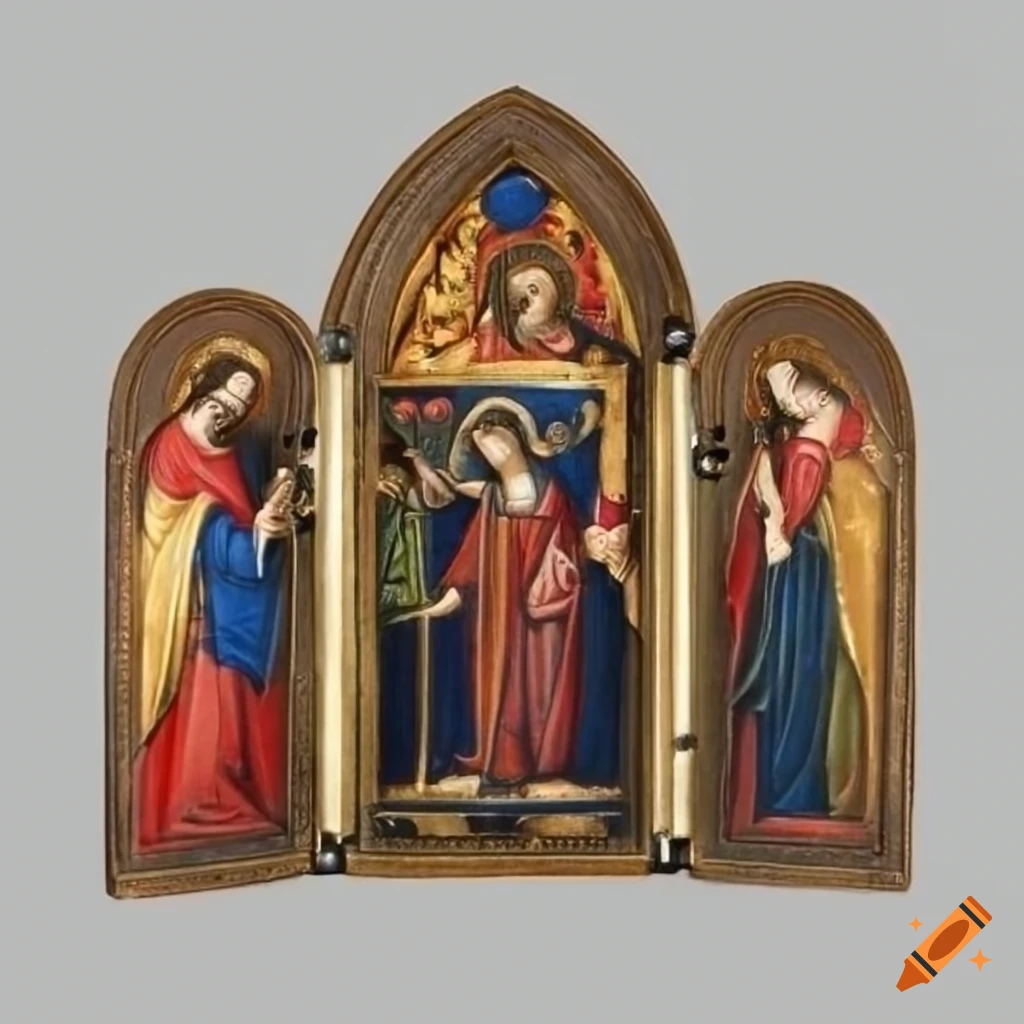 Medieval-style religious triptych on Craiyon