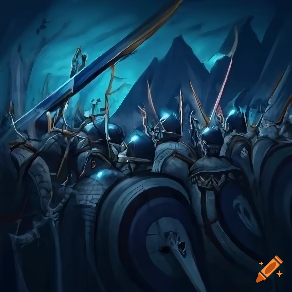 Legendary warrior heroes on mystical boats navigating a stormy river on ...