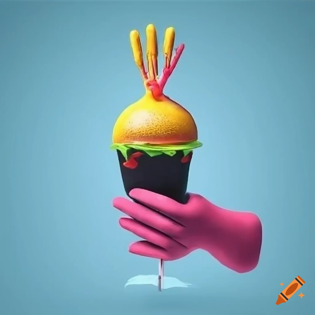 Hand holding a burger